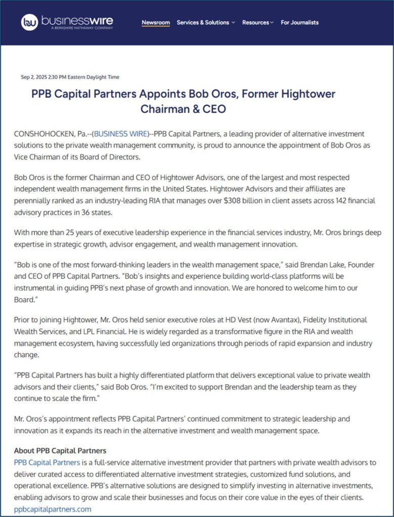 PPB Capital Partners - Press Release: PPB Capital Partners Appoints Bob ...